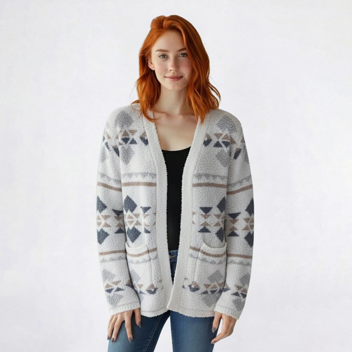 Click here for Juniors No Comment Teddy Aztec Jacquard Open Cardi... prices